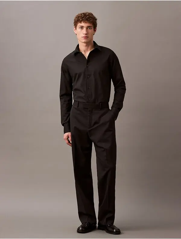 Calvin Klein Steel Solid Slim Fit Button-Down Shirt In Black - 50% Off |  Editorialist