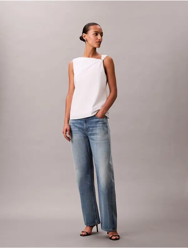 Calvin Klein Cotton Asymmetric Drape Top