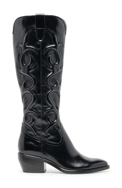 Dolce Vita Mirla Western Knee High Boots - Black Leather