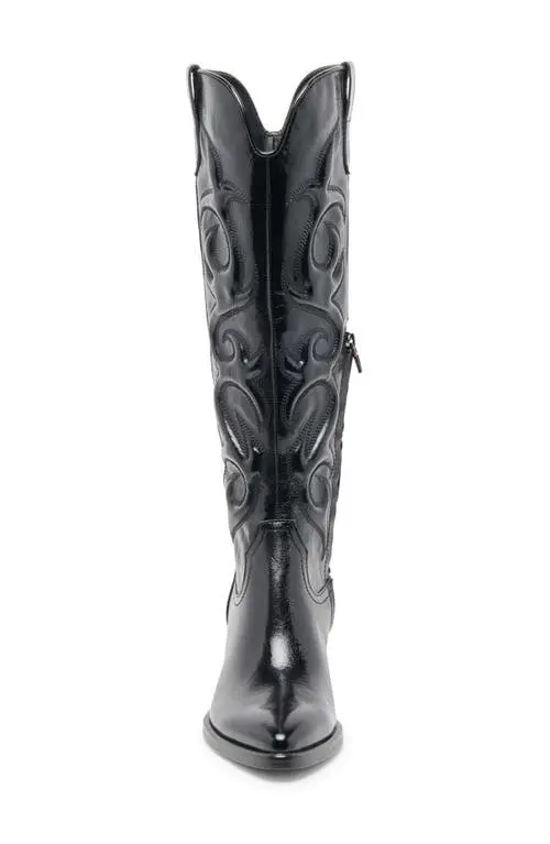 Dolce Vita Mirla Western Knee High Boots - Black Leather