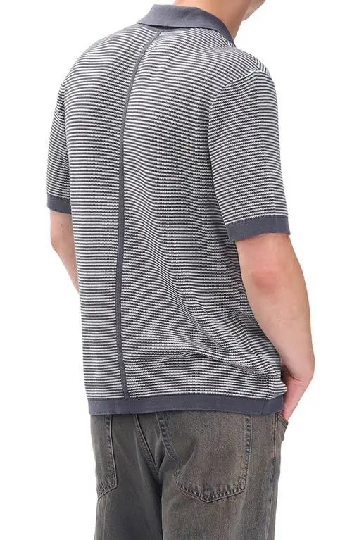 Rag & Bone Harvey Chevron Johnny Collar Polo - Wet Iron
