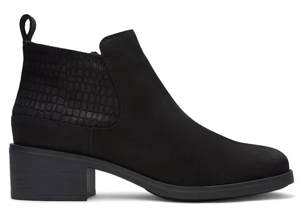 Clarks Memi Zip Leather Boots - Black Interest