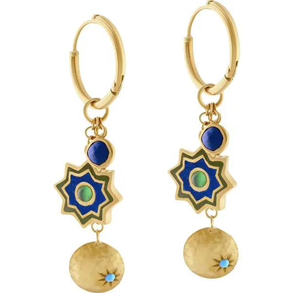 TURQUOISE MOUNTAIN Celestial Charm Hoop Earrings - Gold