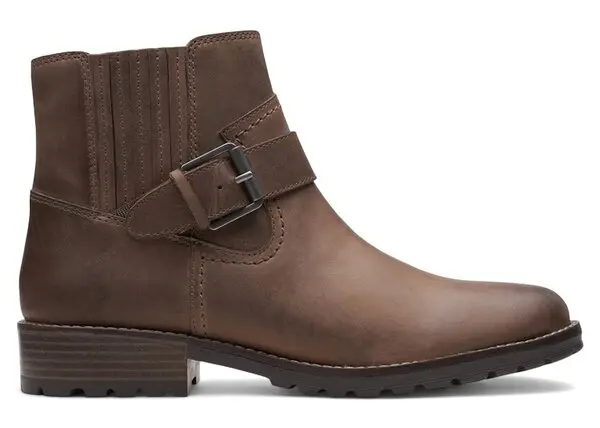 Clarks Clarkwell Strap Nubuck Ankle Boots - Taupe