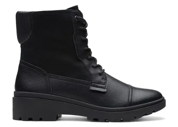 Clarks Calla Charm Leather Combat Boots - Black