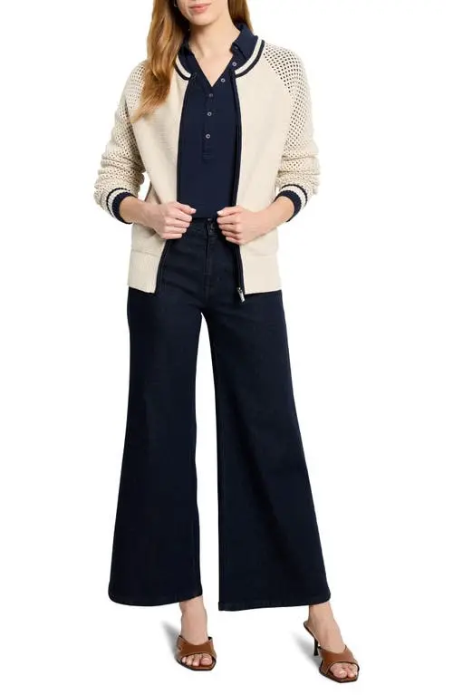 NIC+ZOE Open Stitch Zip-up Cardigan