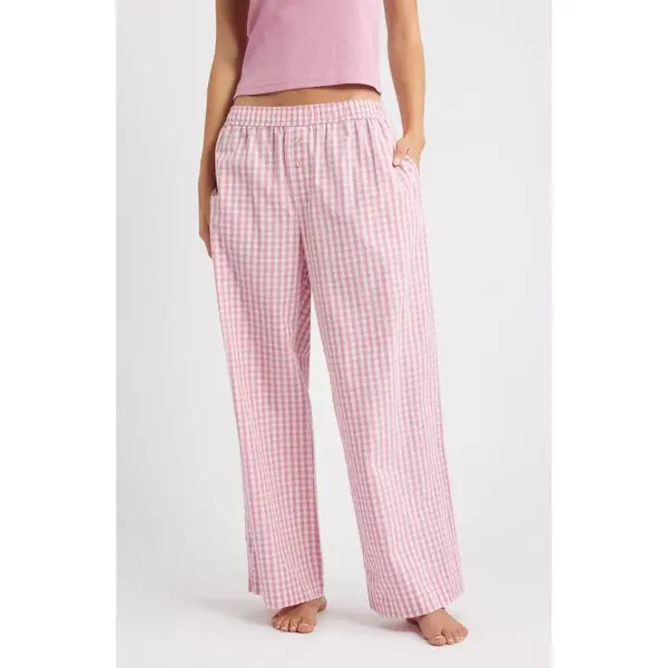 OPEN EDIT Cotton Boxer Sleepwear Pants - Pink Luella Gingham