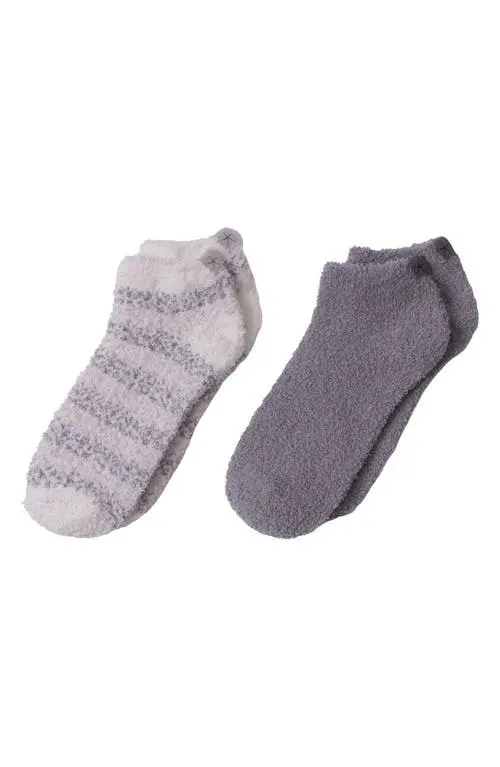 Barefoot Dreams Cozychic Heathered Stripe Ankle Socks - Dove Gray Multi