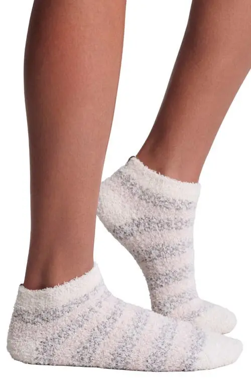 Barefoot Dreams Cozychic Heathered Stripe Ankle Socks - Dove Gray Multi