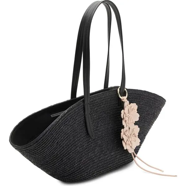 Mango Natural Fiber Tote Bag - Black