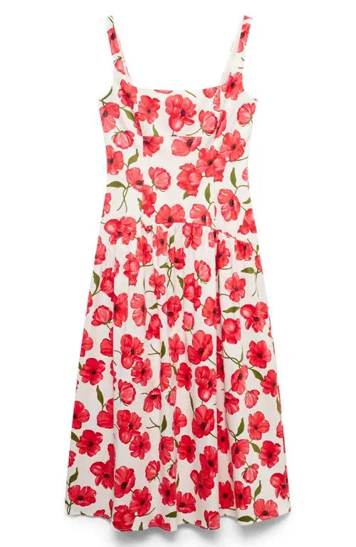 Mango Printed Sleeveless Flared Dress