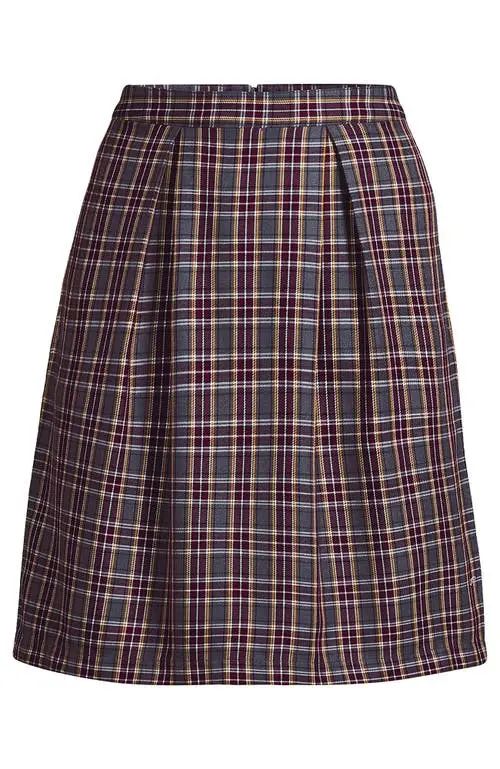 LANDS' END Plaid Skort - Plaid Gray Heather/maroon