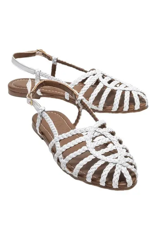 PROLOGUE SHOES Claudia Slingback Sandals - White Faux Leather