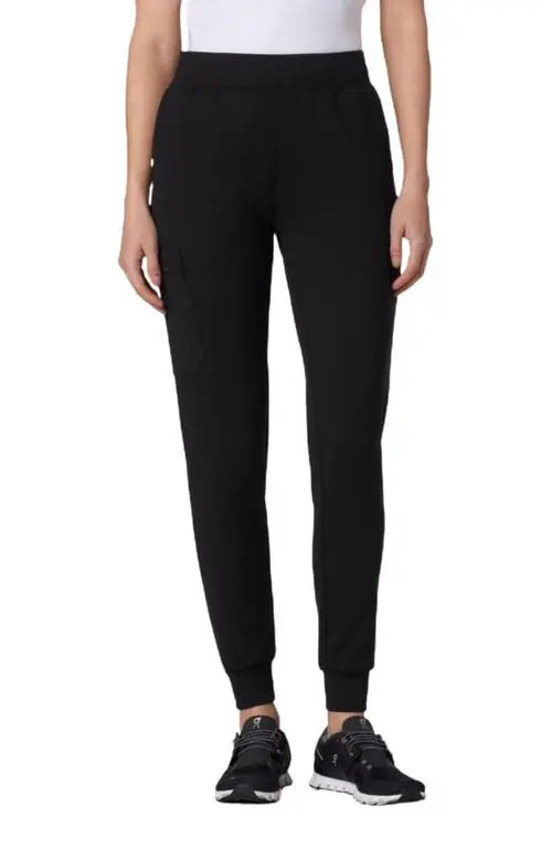 JAANUU Rubi 6-pocket Slim Knit Scrub Jogger - Black