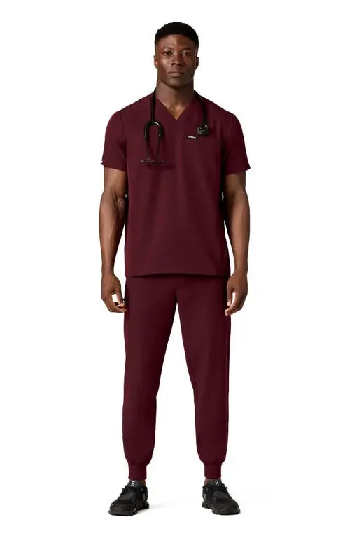 JAANUU Osmo 8-pocket Classic Scrub Jogger - Burgundy