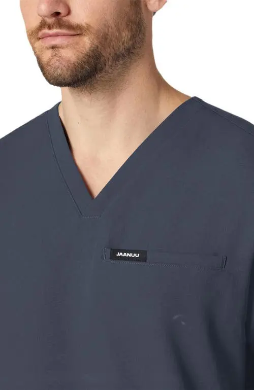 JAANUU Platt 3-pocket Classic V-neck Scrub Top - Carbon Gray