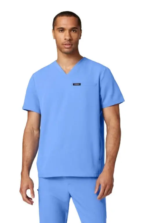 JAANUU Platt 3-pocket Classic V-neck Scrub Top - Ceil Blue