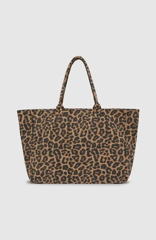 ANINE BING Leo Canvas Tote Bag - Black/brown Leopard