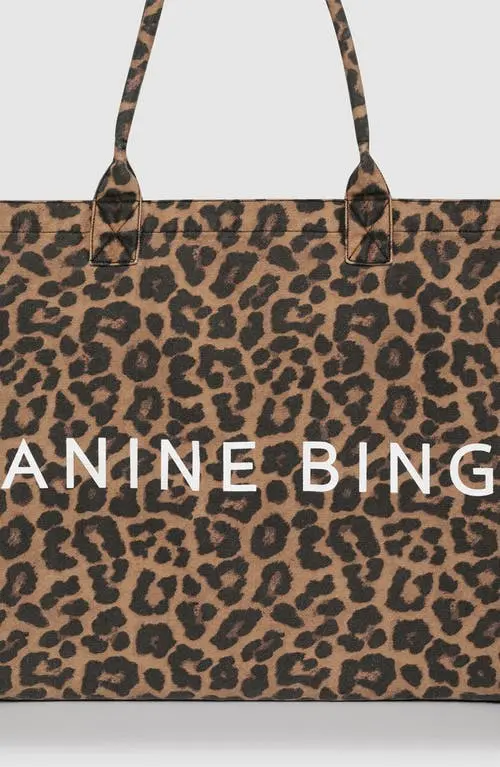 ANINE BING Leo Canvas Tote Bag - Black/brown Leopard