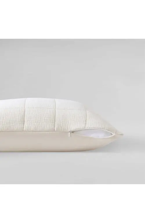 Calvin Klein Solid Quilted Cotton Gauze Pillow Sham - Light Beige