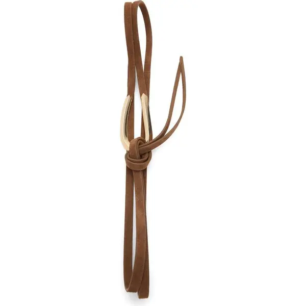 Mango Thin Suede Tie Belt - Brown