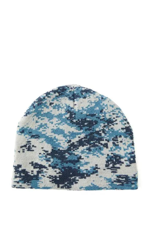 COTTON ON Printed Beanie - Navy Blue Grey Pixel Storm