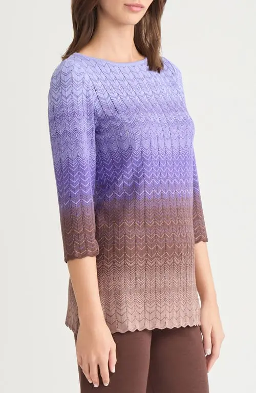 Misook Ombré Pointelle Sweater