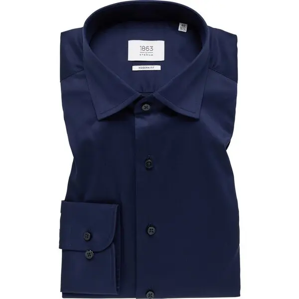 1863 BY ETERNA Luxury Modern Fit Non-iron Dress Shirt - Navy