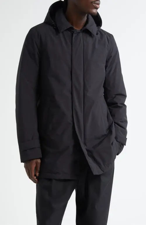 Herno Waterproof Hooded Raincoat - Black