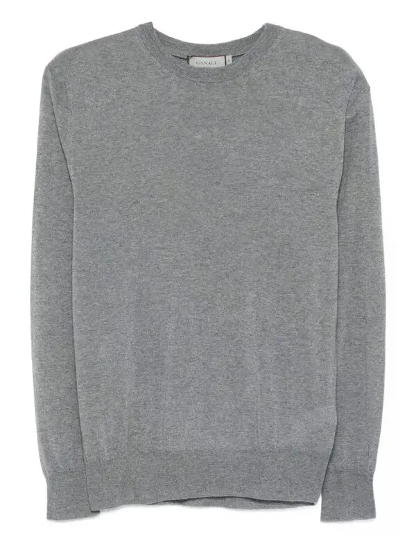 Canali Round Neck Long Sleeve Wool T-shirt - Grey