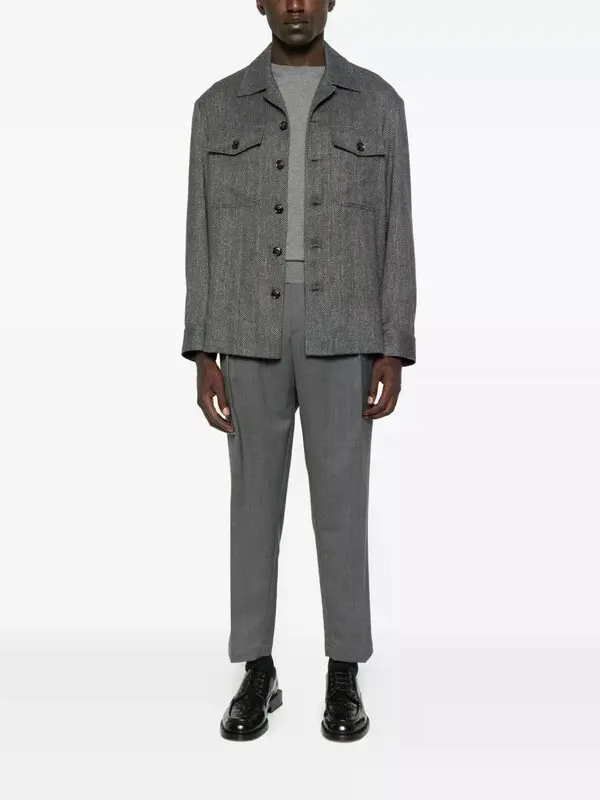 Canali Round Neck Long Sleeve Wool T-shirt - Grey