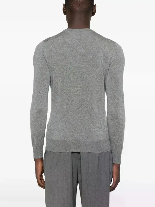 Canali Round Neck Long Sleeve Wool T-shirt - Grey