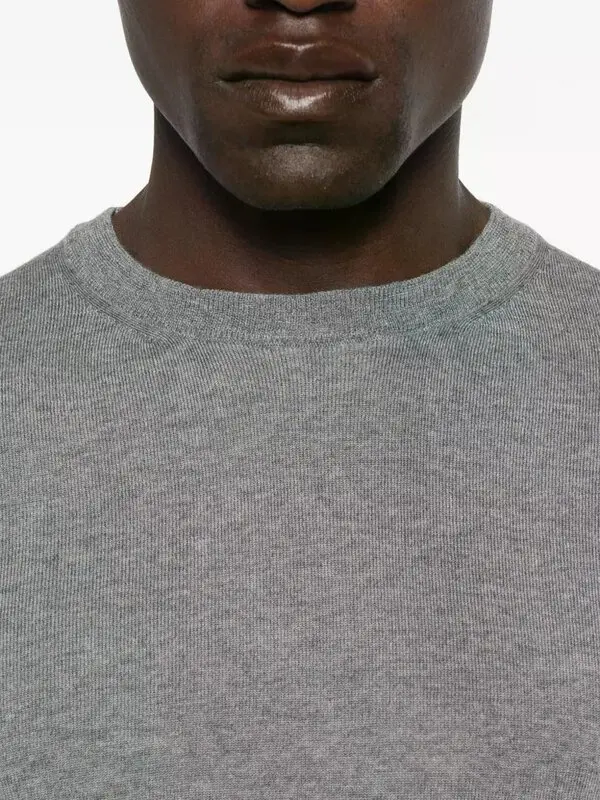 Canali Round Neck Long Sleeve Wool T-shirt - Grey