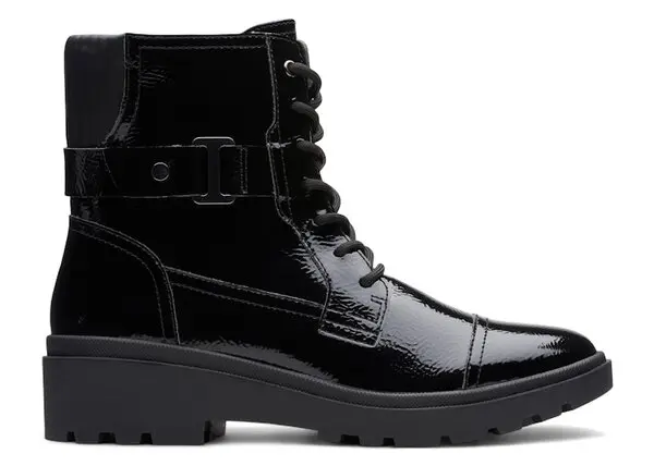 Clarks Calla Dance Patent Leather Boots - Black