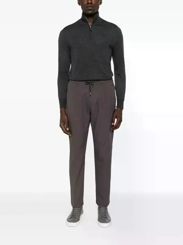 Canali Zip-neck Wool Sweater - Grey