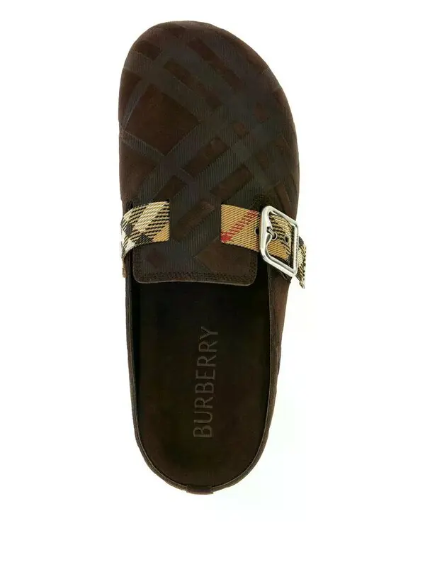Burberry Check-pattern Buckled Mules