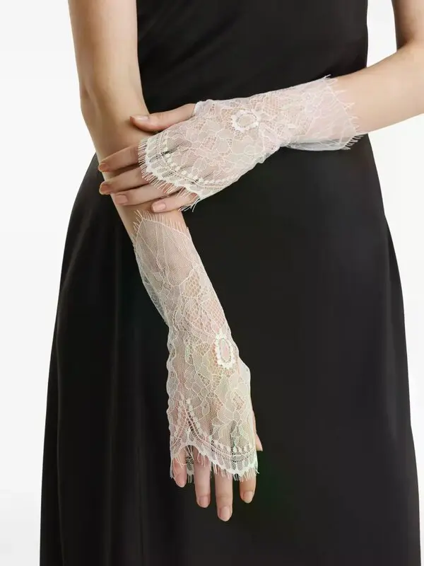 2310 STUDIO Floral-lace Gloves - White