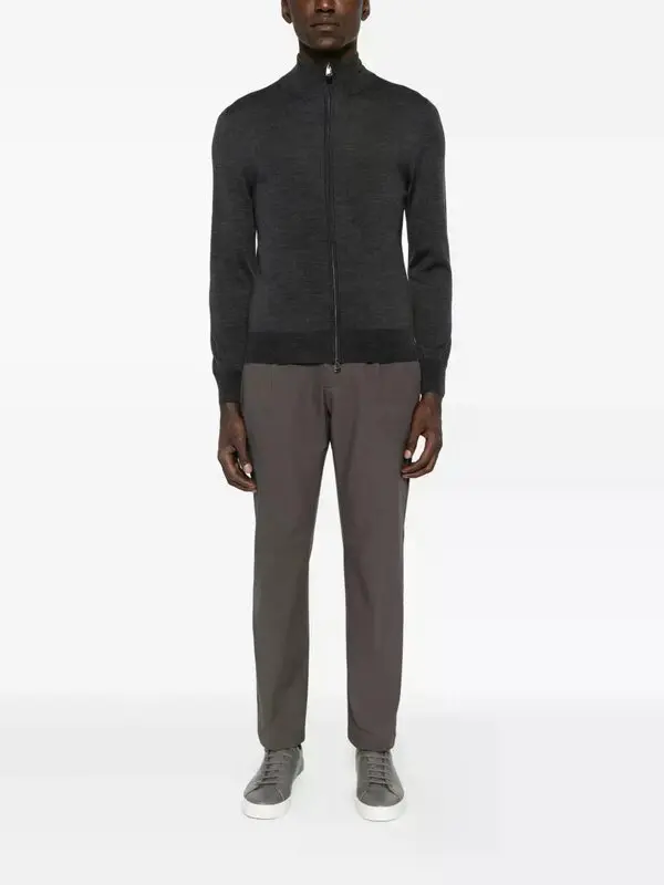 Canali Wool Zip-up Cardigan - Grey