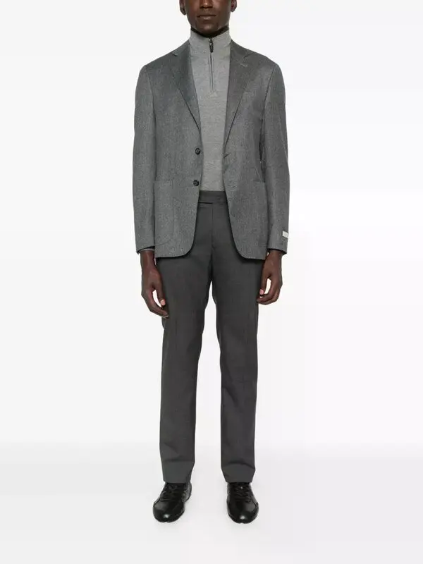 Canali Zip-neck Wool Sweater - Grey
