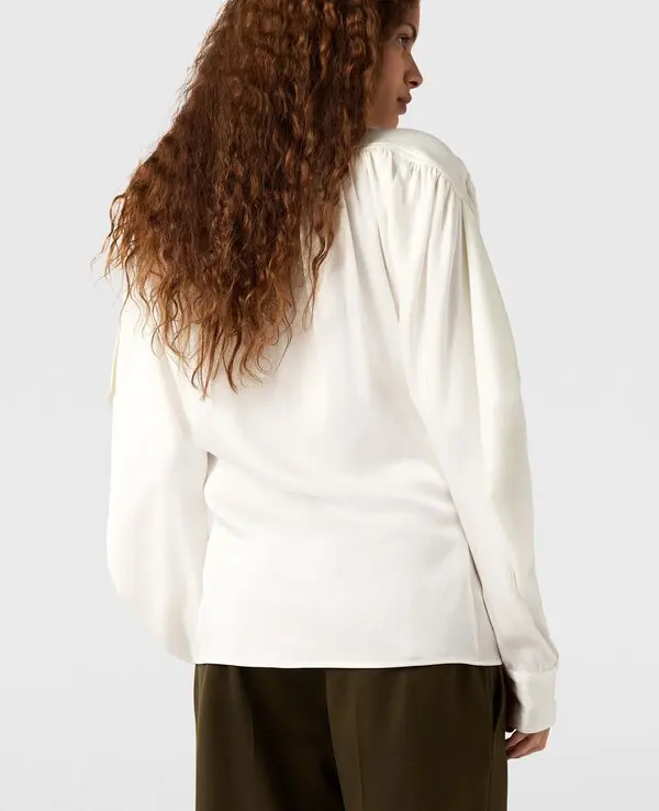 Stella McCartney Neck-tie Long-sleeve Shirt With Shoulder Pads - Cream