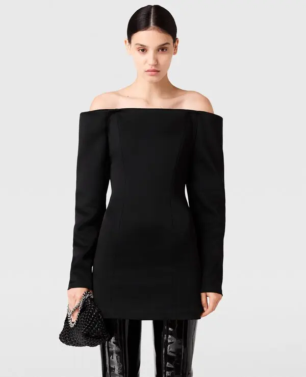 Stella McCartney Off-shoulder Long-sleeve Mini Dress