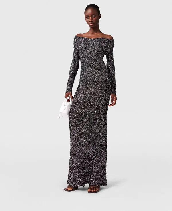 Stella McCartney Sequin Off-shoulder Gown - Black