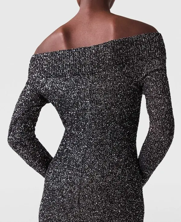 Stella McCartney Sequin Off-shoulder Gown - Black