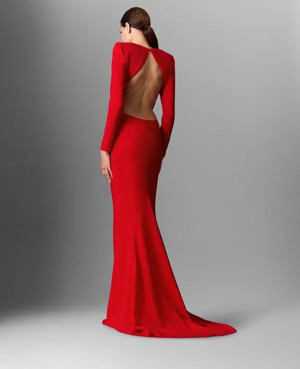 Stella McCartney Backless Long-sleeve Floor-length Gown - Lipstick