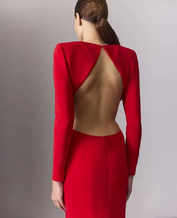 Stella McCartney Backless Long-sleeve Floor-length Gown - Lipstick