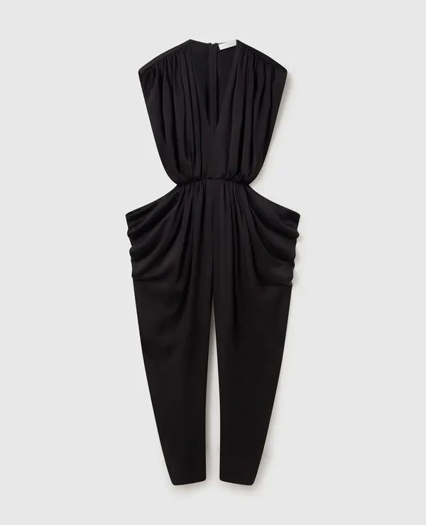 Stella McCartney Deep V-neck Pleated Jumpsuit With Shoulder Pads