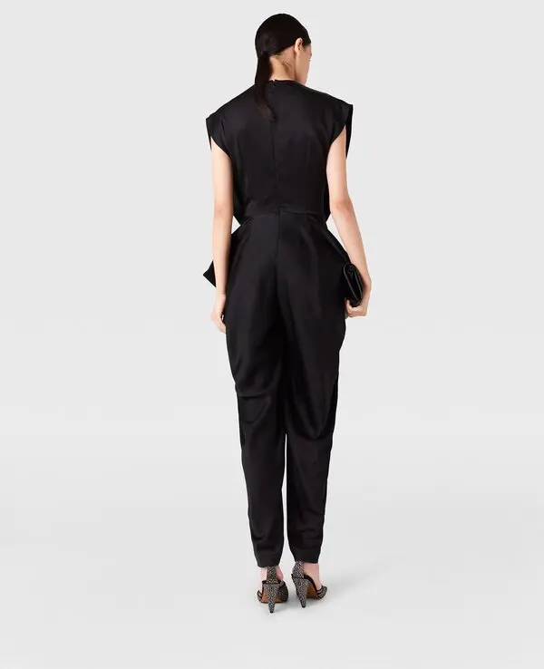 Stella McCartney Deep V-neck Pleated Jumpsuit With Shoulder Pads