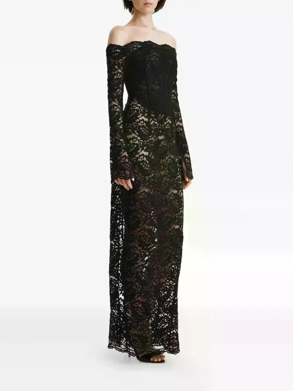 2310 STUDIO Off-shoulder Lace Evening Dress - Black