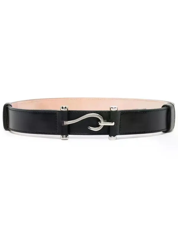 EDHEN MILANO Hook-fastening Leather Belt - Black