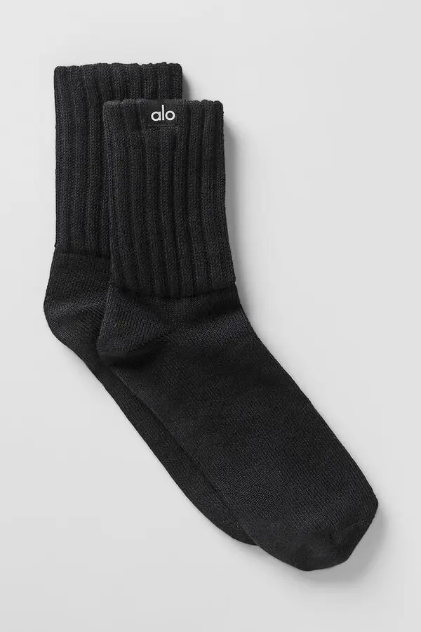 Alo Yoga Half-crew Scrunch Socks - Black